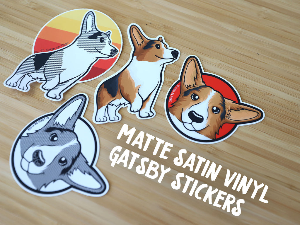 Matte Satin Vinyl Gatsby Stickers – Corgi On Fleek
