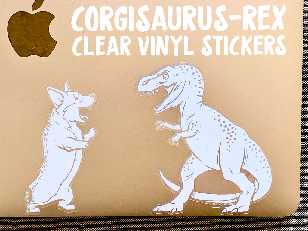 Corgisaurus Rex Clear Vinyl Sticker Set – Corgi On Fleek