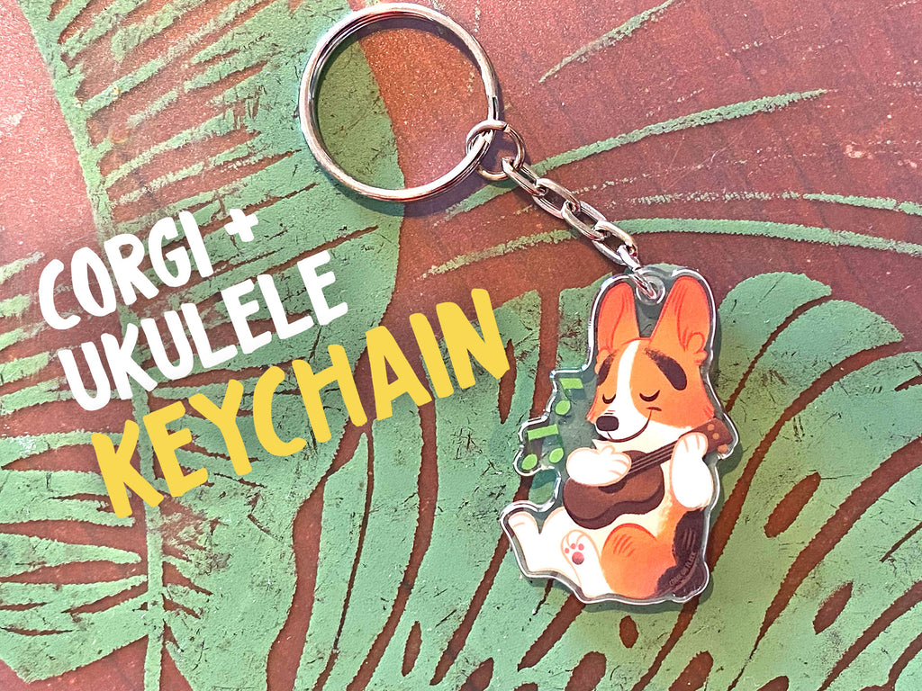Corgi + Ukulele Acrylic Keychain – Corgi On Fleek